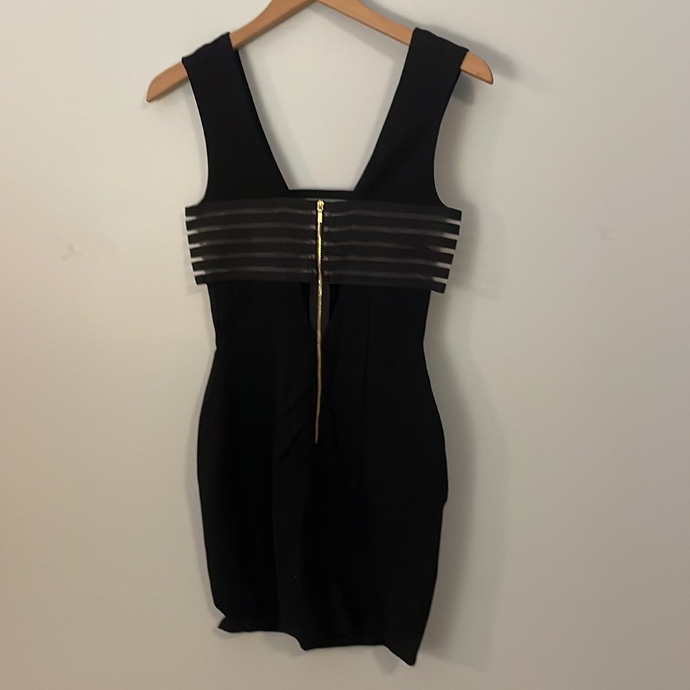 Bebe Classic Black Bodycon Bandage Dress With Sheer M… - Gem